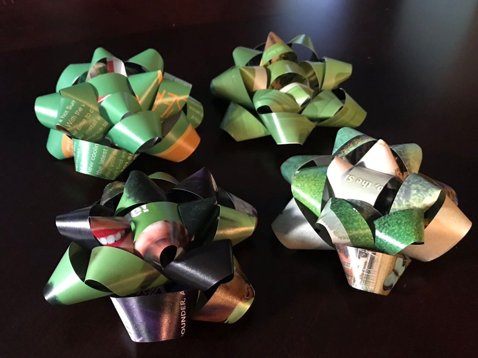 Set of Four Earth Friendly Gift Bows in Greens - Etsy