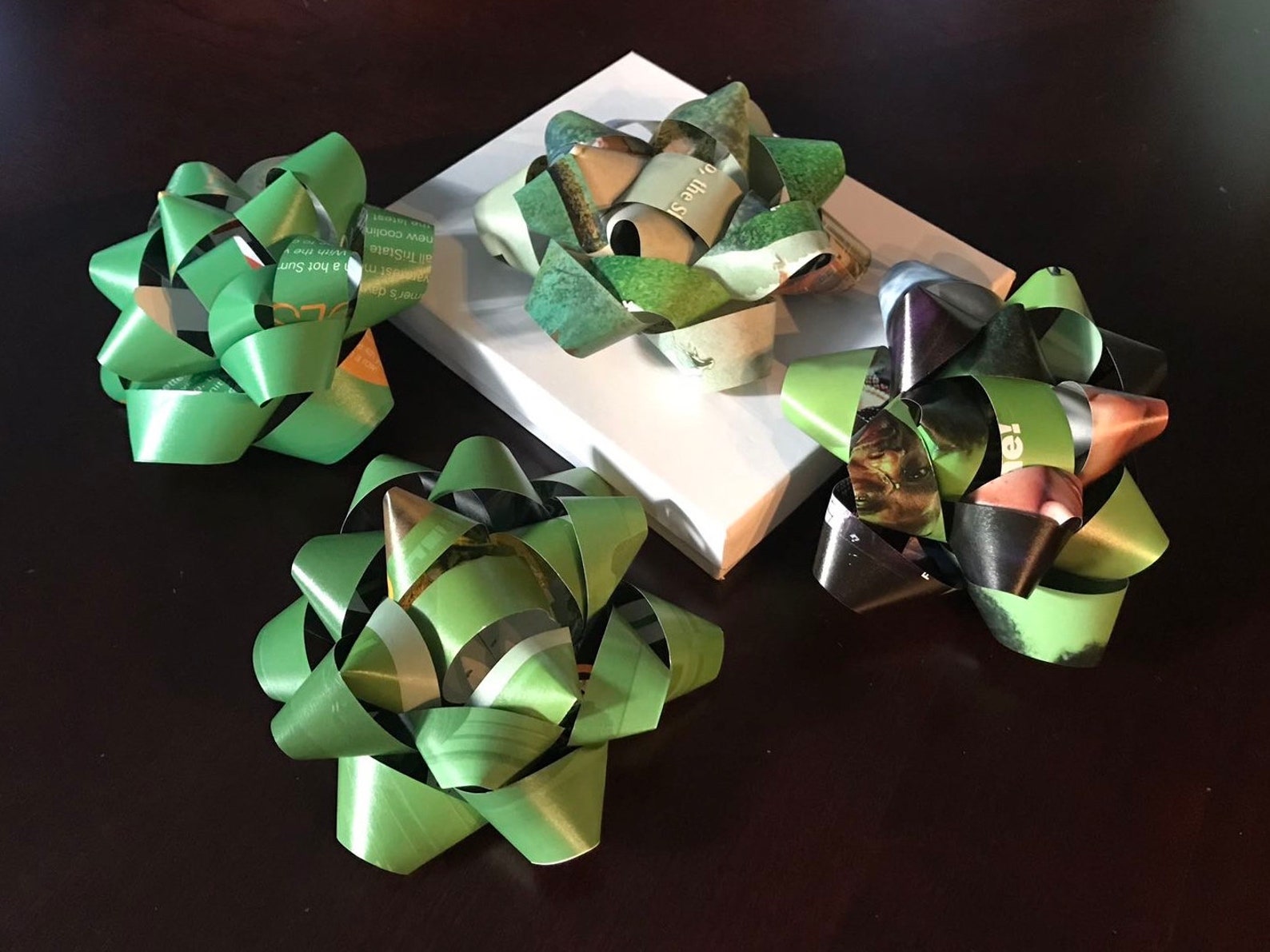 Set of Four Earth Friendly Gift Bows in Greens - Etsy