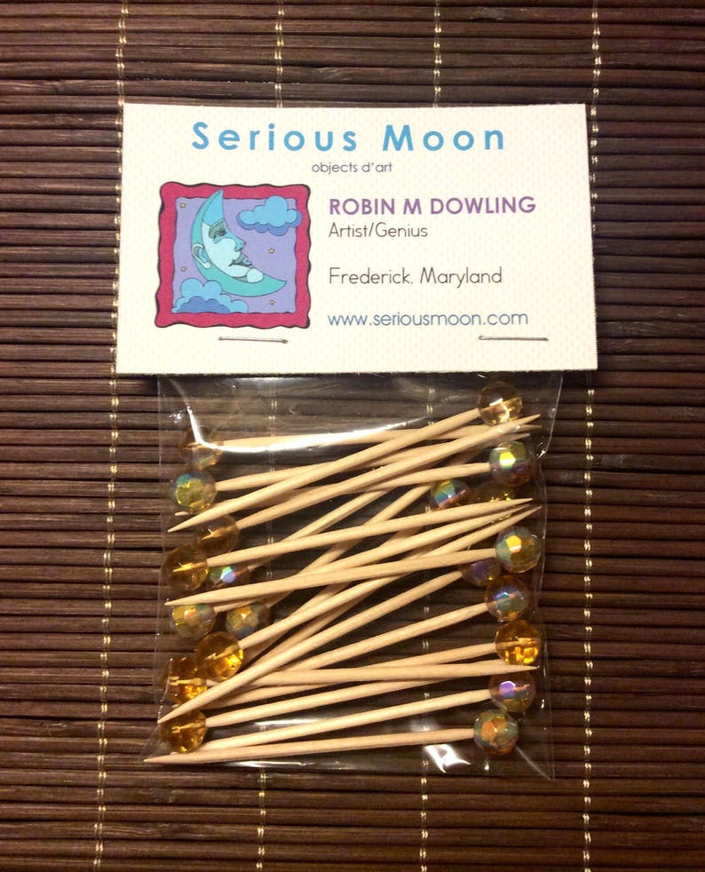 20 Cocktail Party Toothpicks With Orange-yellow Iridescent - Etsy