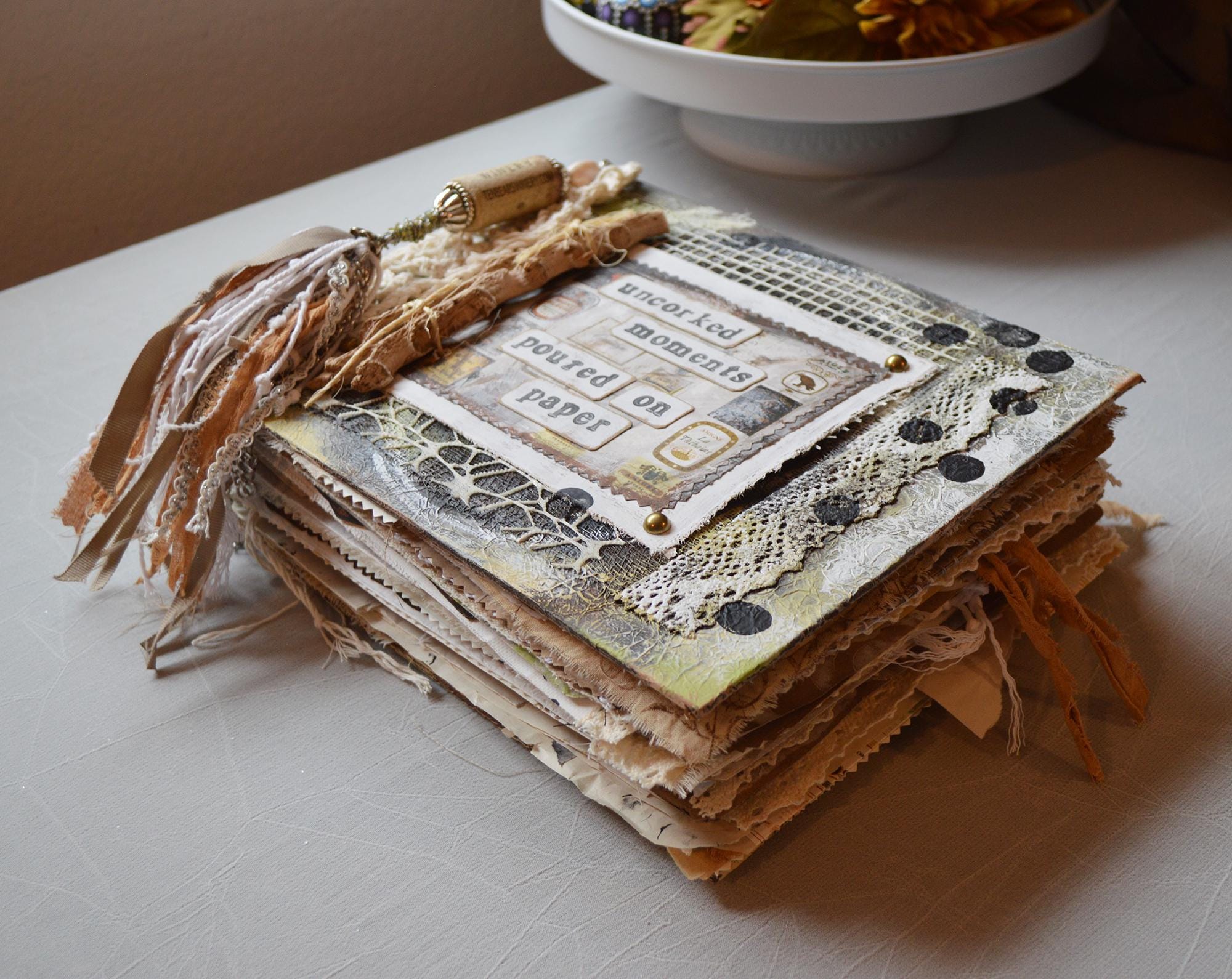 Grungy Shabby Handmade Wine Junk Journal OOAK Original Sewn Pages ...