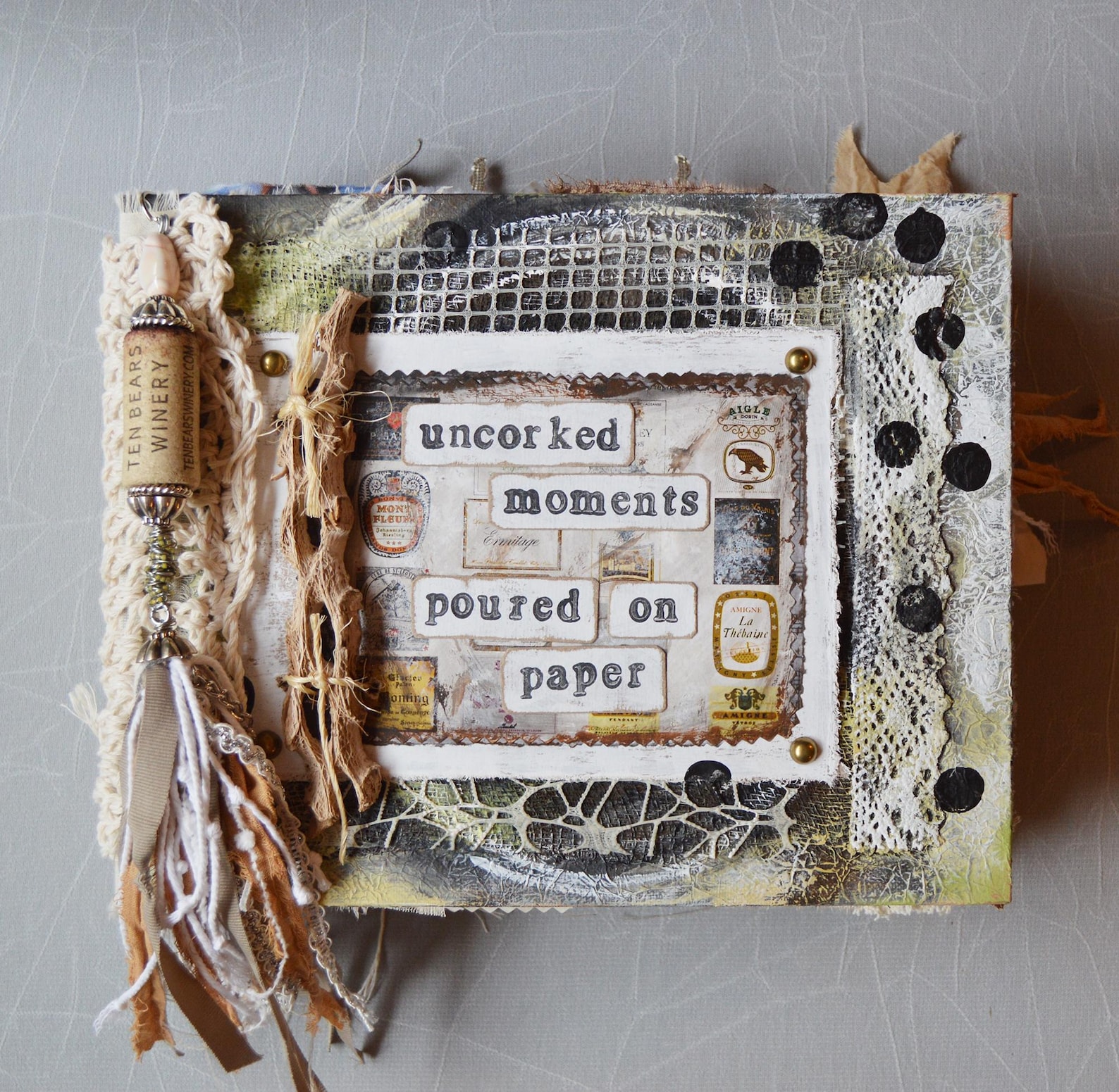 Grungy Shabby Handmade Wine Junk Journal OOAK Original Sewn Pages ...
