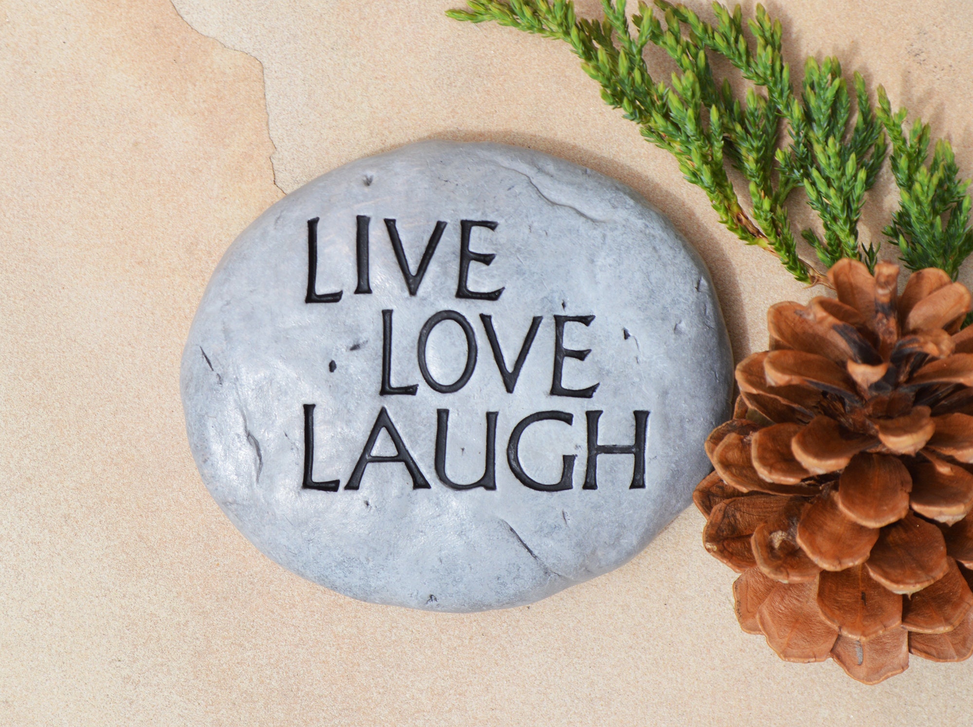 Live love laugh stone / quotes inspirational saying on a rock | Etsy