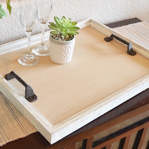 Rustic Distressed Farmhouse Tray With Handles Kitchen Party Centerpiece ...
