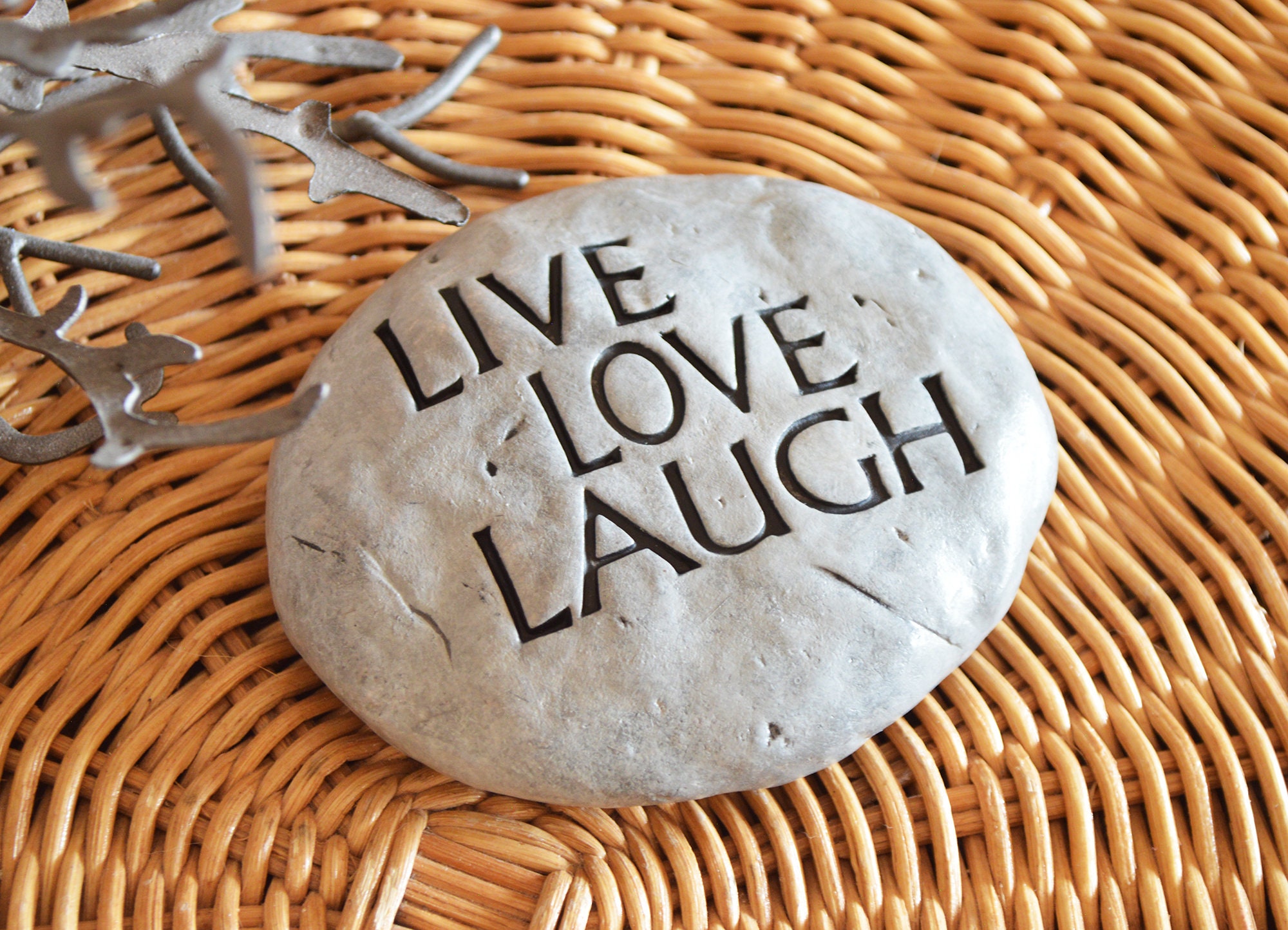 Live love laugh stone / quotes inspirational saying on a rock | Etsy