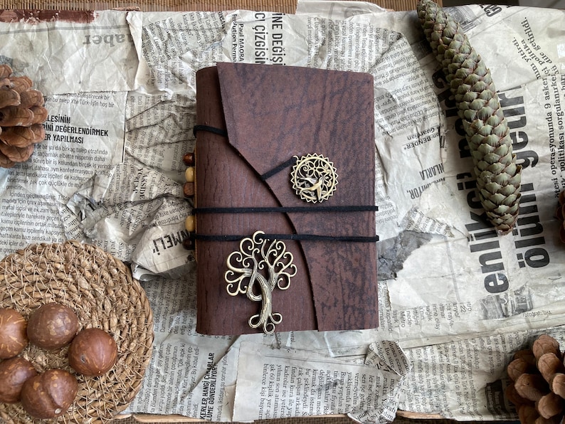 Tree of Life Leather Journal, Crazy Horse Leather, Handmade, Vintage ...