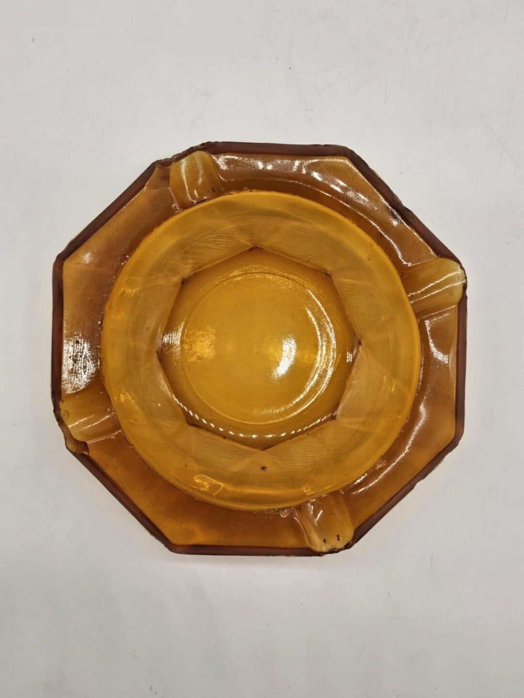 Vintage Octagon Amber Glass Ash Tray Desk Tray 6.5” - Etsy