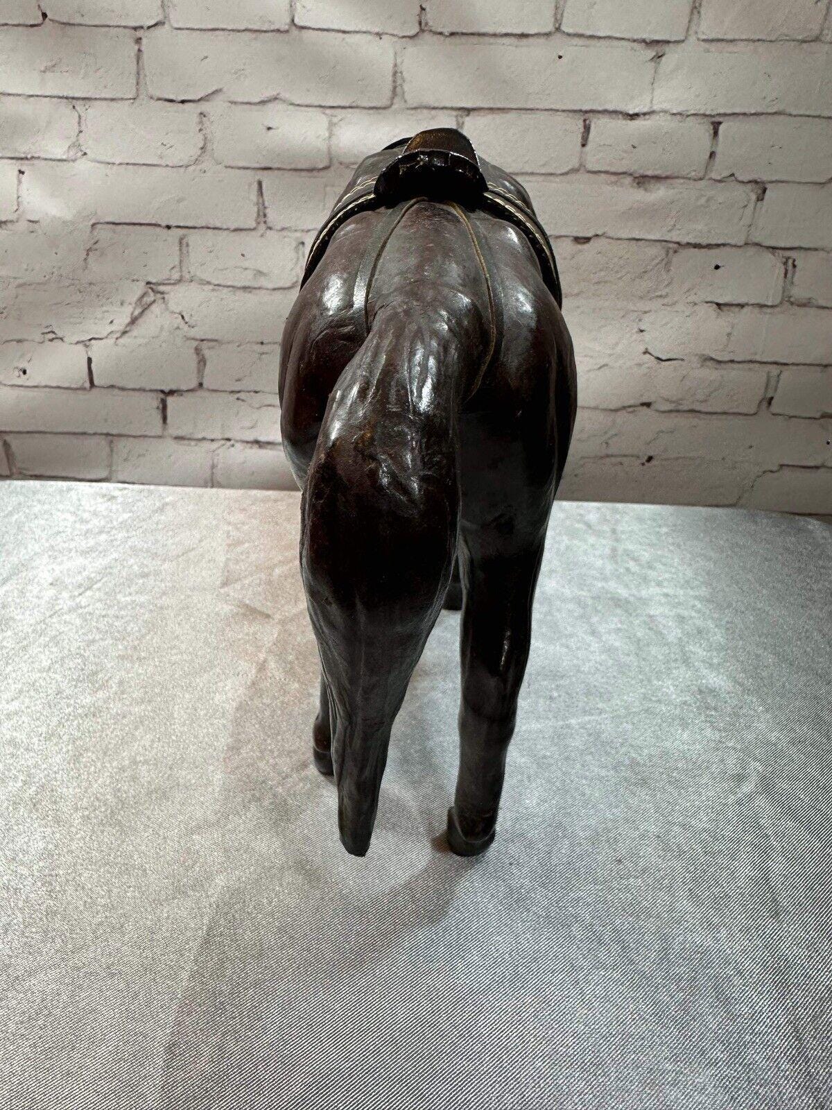 GORGEOUS Antique Leather Wrapped Vintage Brown Horse Statue Realistic ...