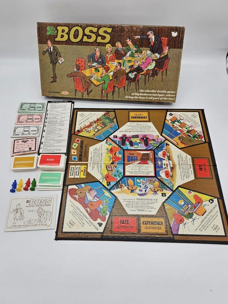 Vintage Ideal the Boss Game 1972 Family Fun Board Game COMPLETE - VGM ...