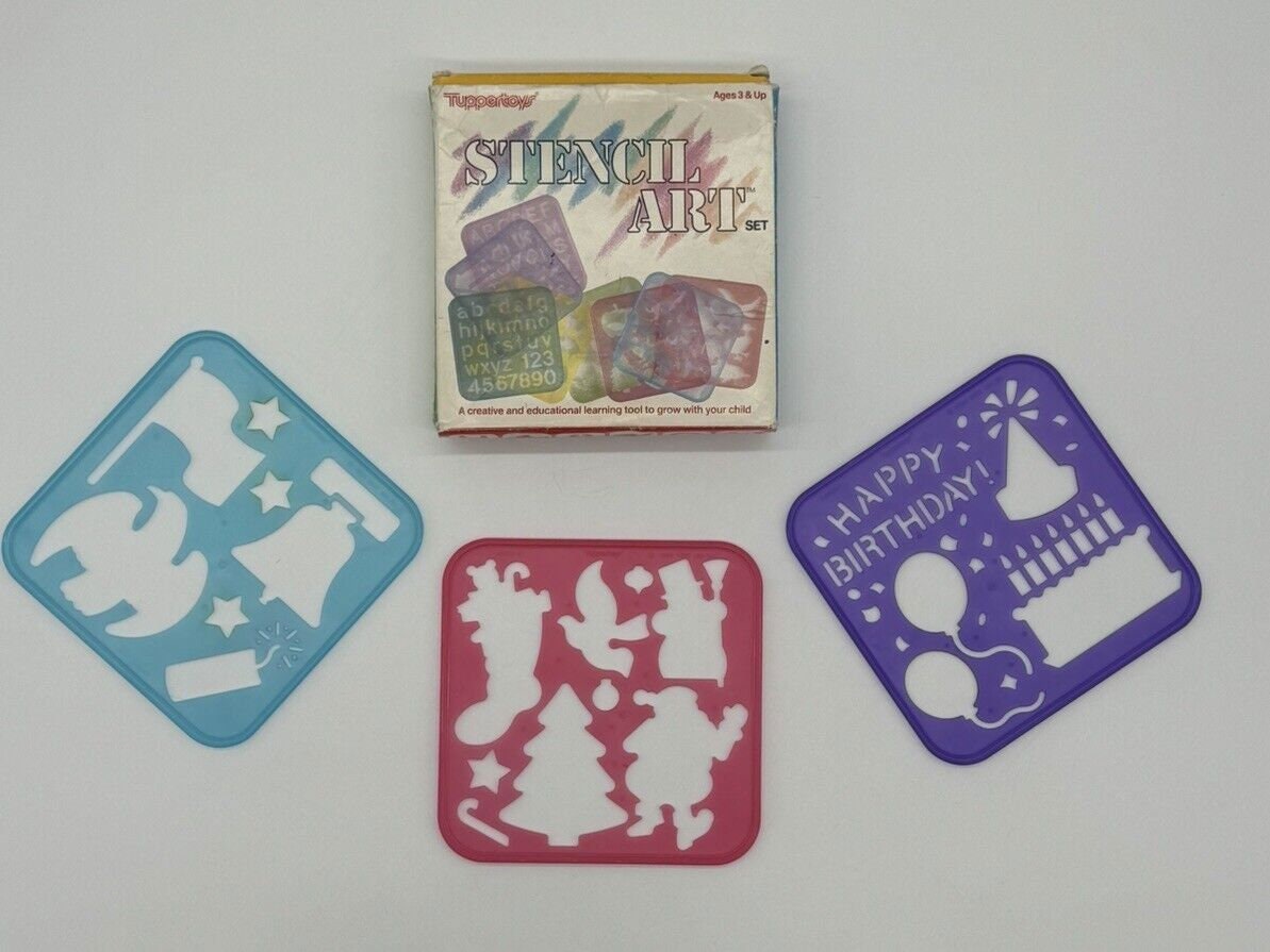 Tupperware Tuppertoys Vintage Stencil Art Set W/ 3 Xtra Totaling 11 ...