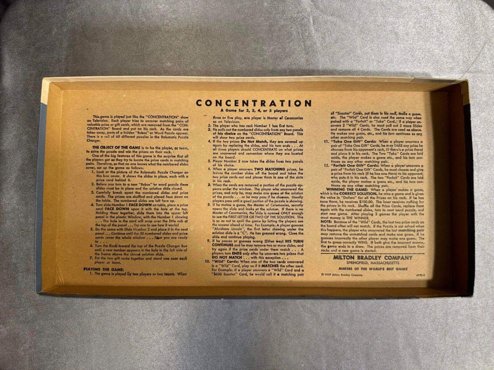 Milton Bradley Org Concentration Board Game MCM 5th Edition 1962 4950 ...