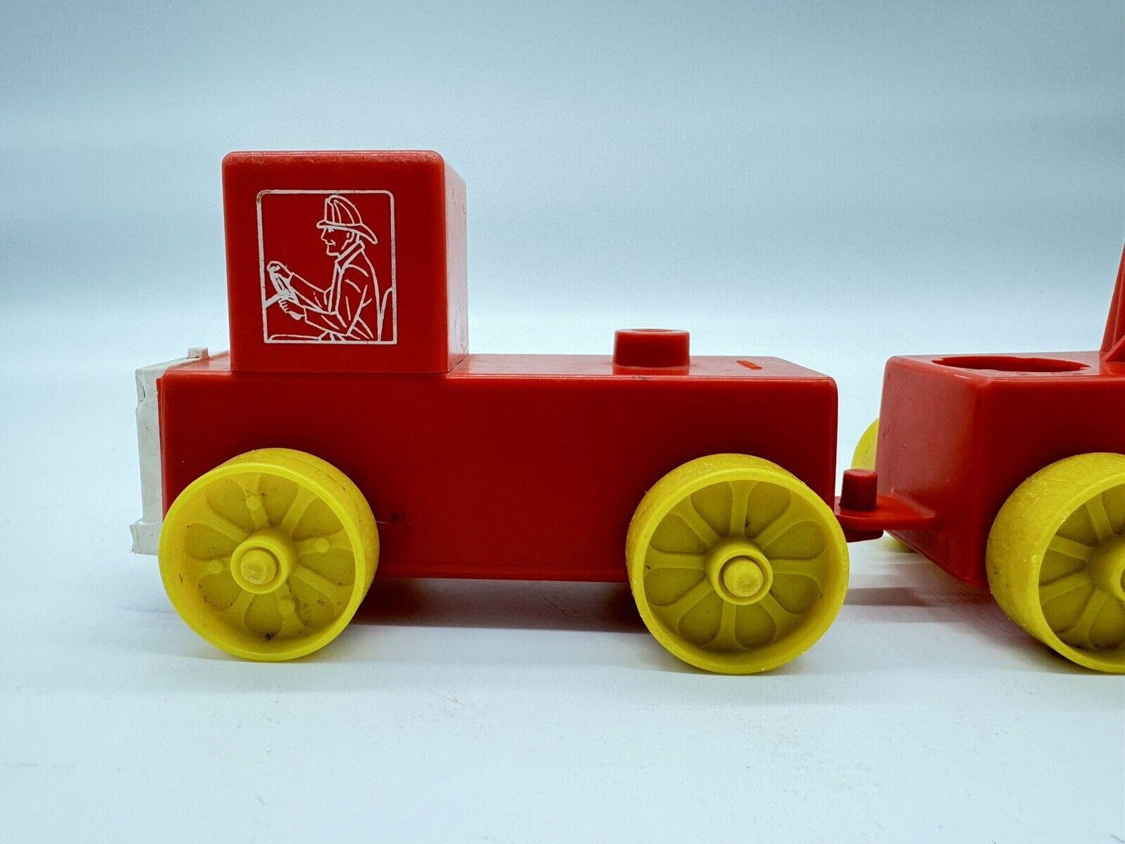 Vintage Fire Engine Toy Truck & Klickity Klack Toy Train Lot of Kusan ...