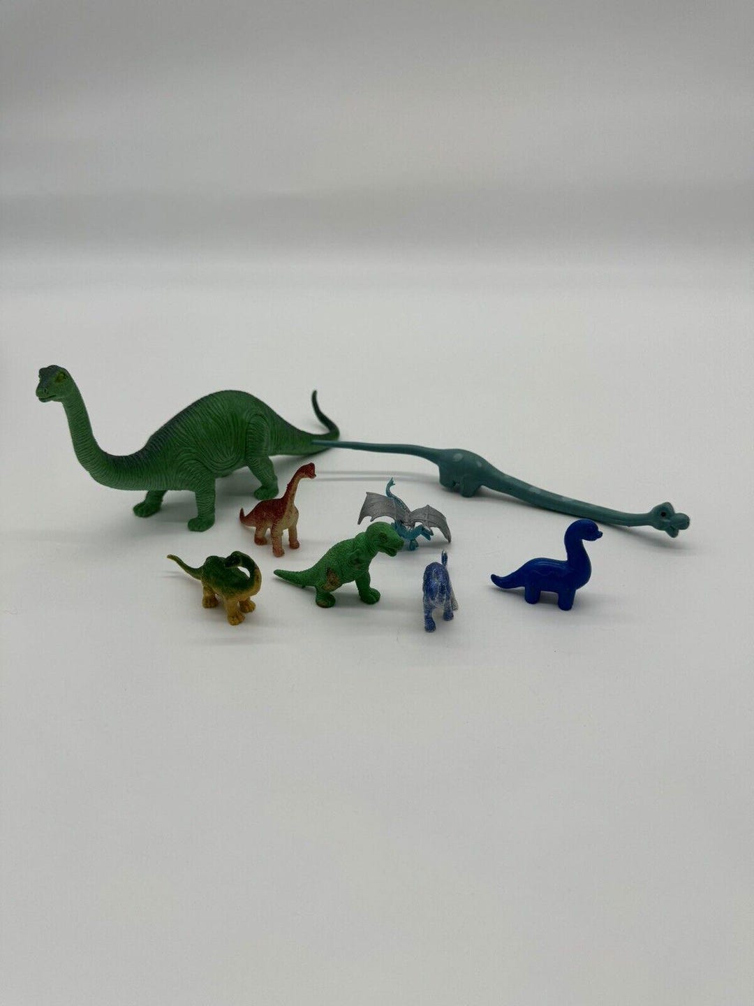 Assorted Vintage Dinosaur Toys Mixed Set of 8 Colorful Prehistoric ...