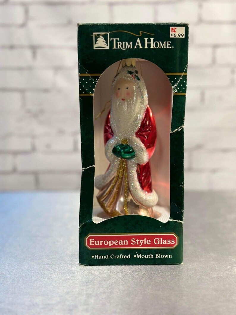 Santa’s Best European Style Glass Santa Claus Christmas Ornament ...