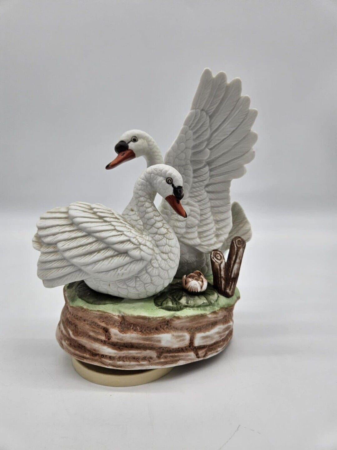 Porcelain Double White Swan Music Box those Were the Days Excellent ...