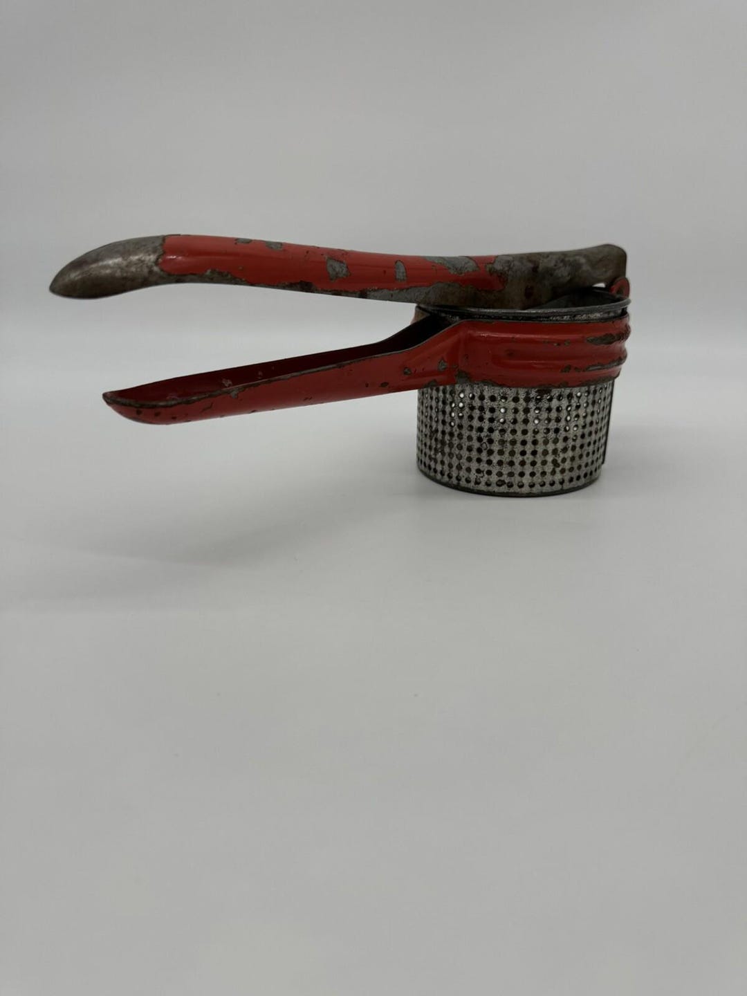 Vintage Potato Ricer Grinder Red Handle Antique Metal Kitchen Tool ...