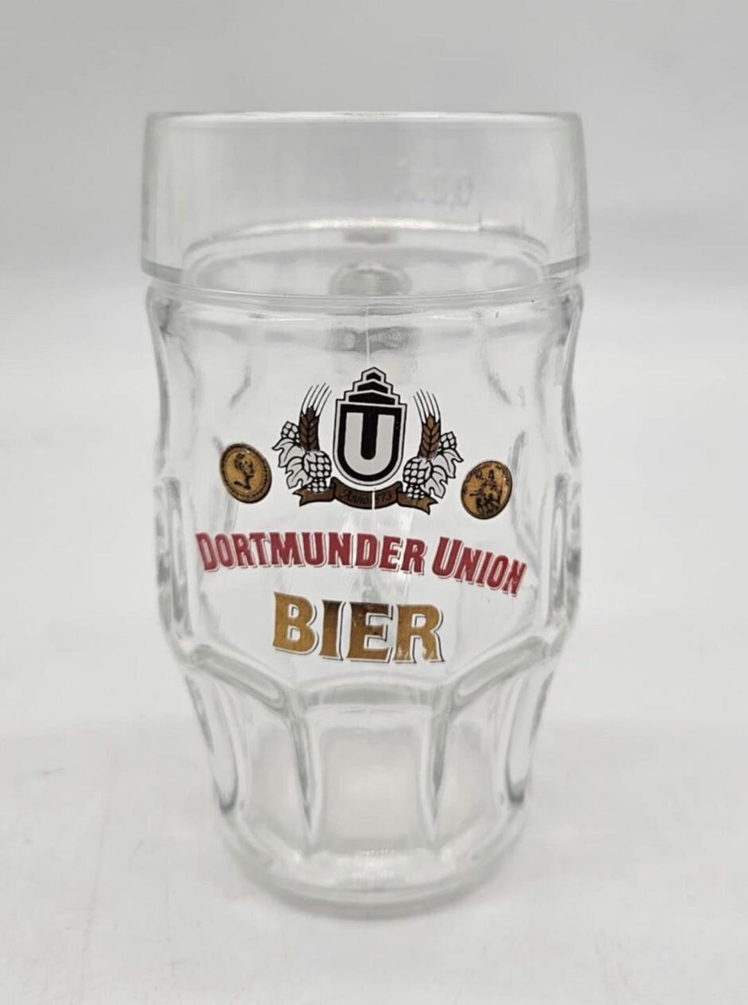 Dortmunder Union Bier Clear Thumbprint Glass Beer Mug 0.2L W Germany ...