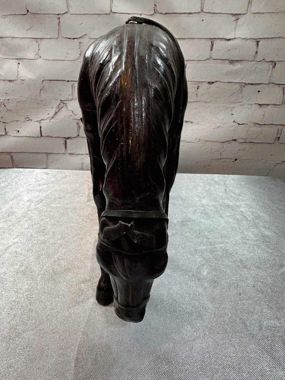 GORGEOUS Antique Leather Wrapped Vintage Brown Horse Statue Realistic ...