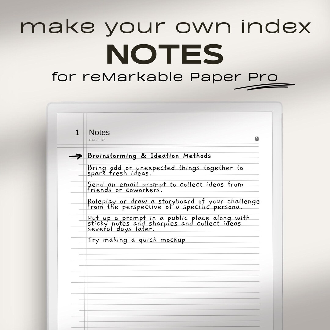 Notes for Remarkable Paper Pro Make Your Own Index Hyperlinked Index ...