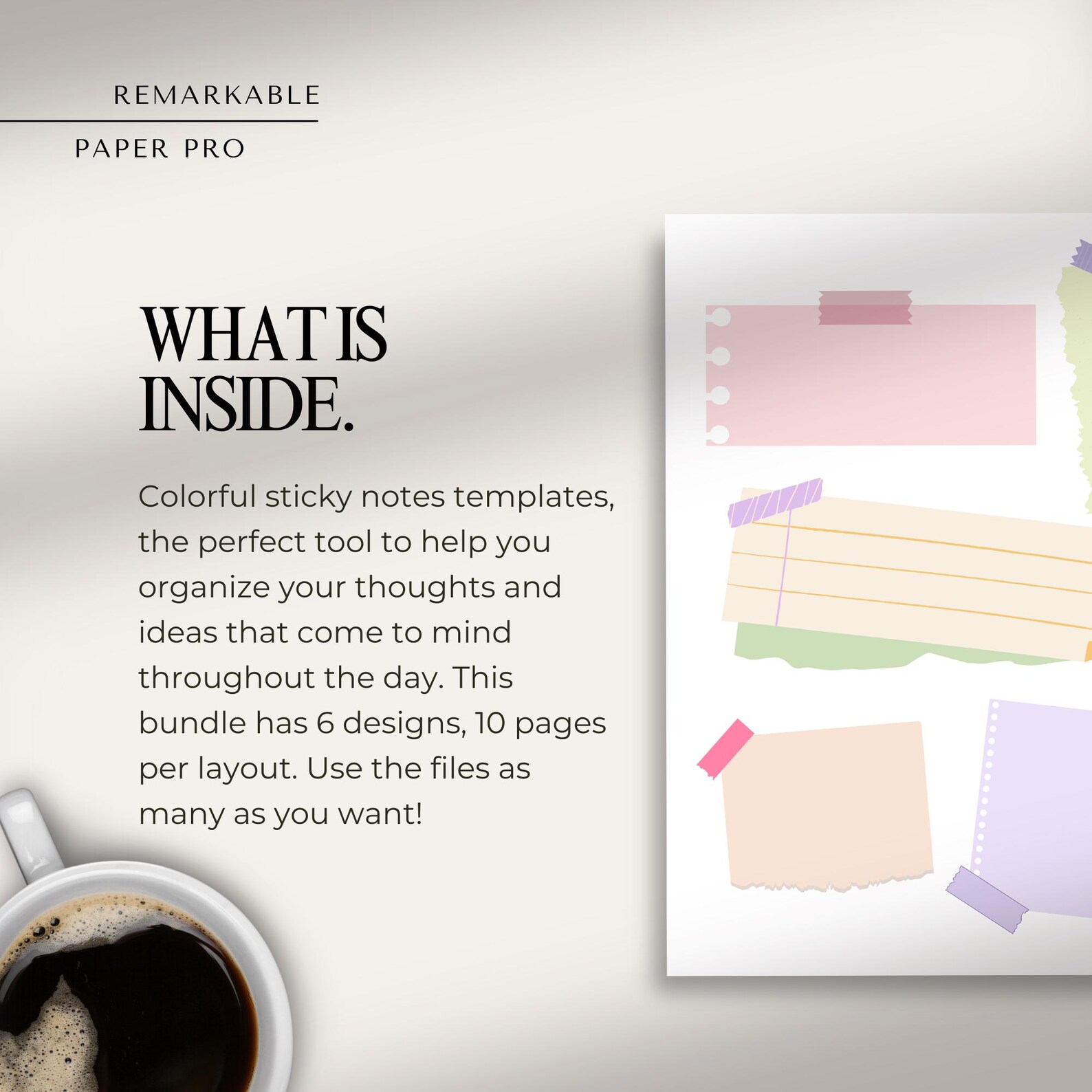 Sticky Notes Bundle for Remarkable Paper Pro | Remarkable Templates ...