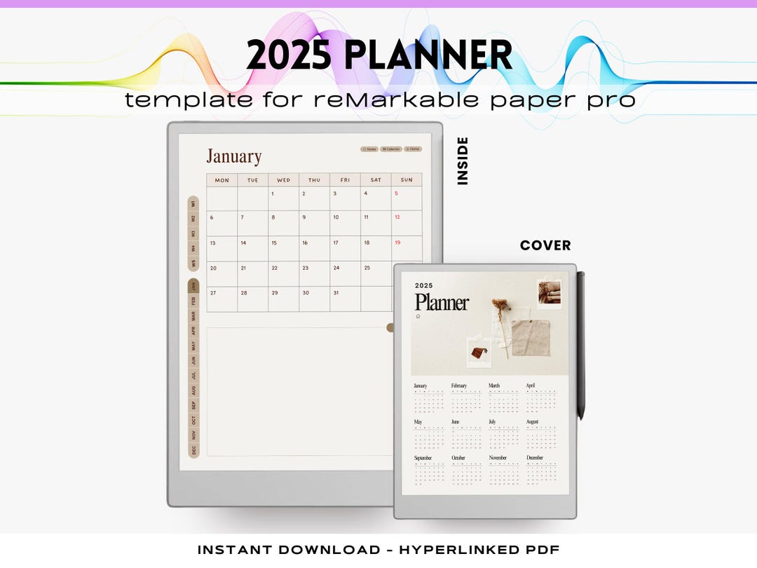 2025 Planner for Remarkable Paper Pro Hyperlinked PDF Notebook Color ...
