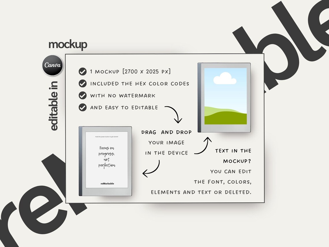 Remarkable Mockup Etsy Listing Mockup Editable Canva Mockup Template ...