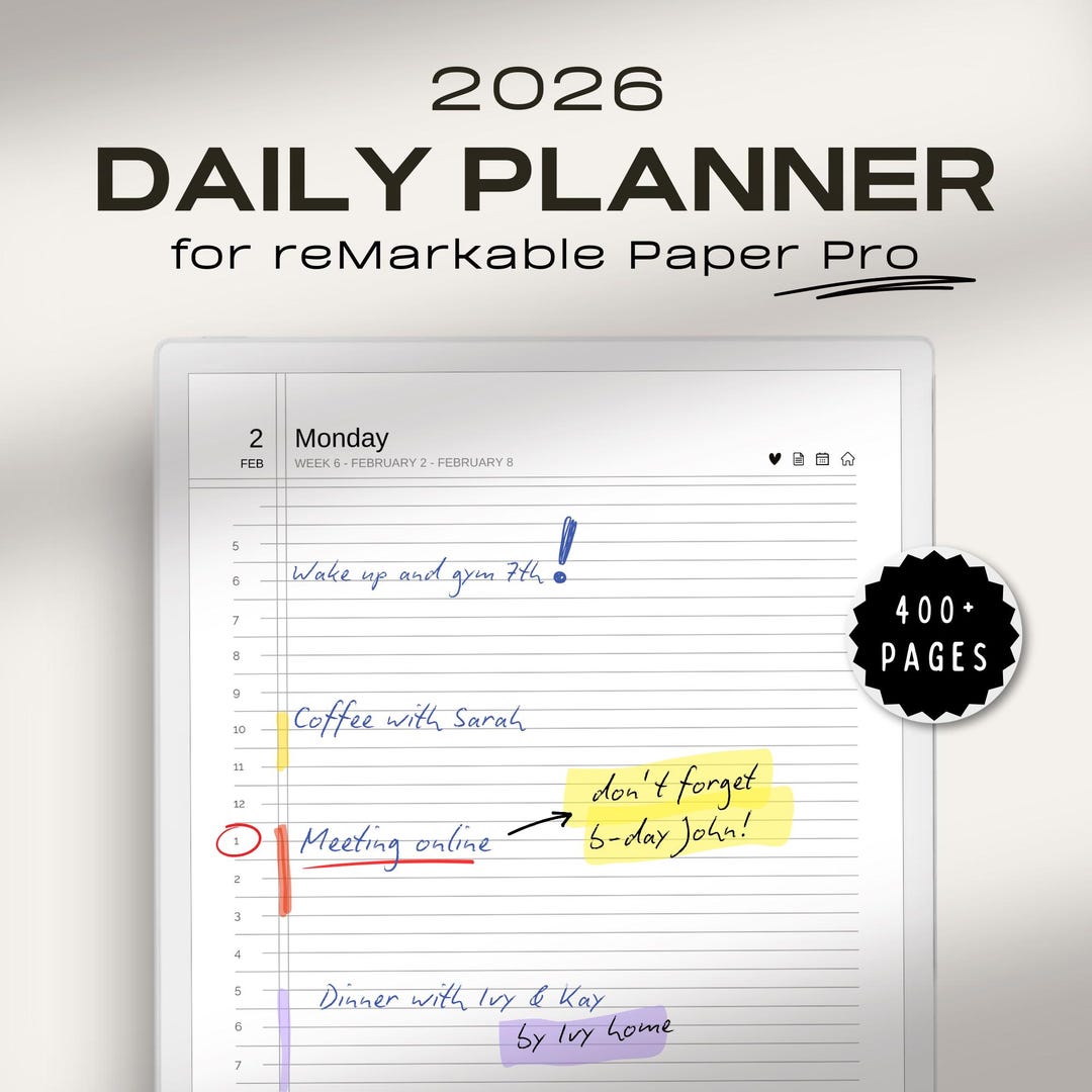Daily Planner Pro 2026 for Remarkable Paper Pro | Minimalist Daily ...