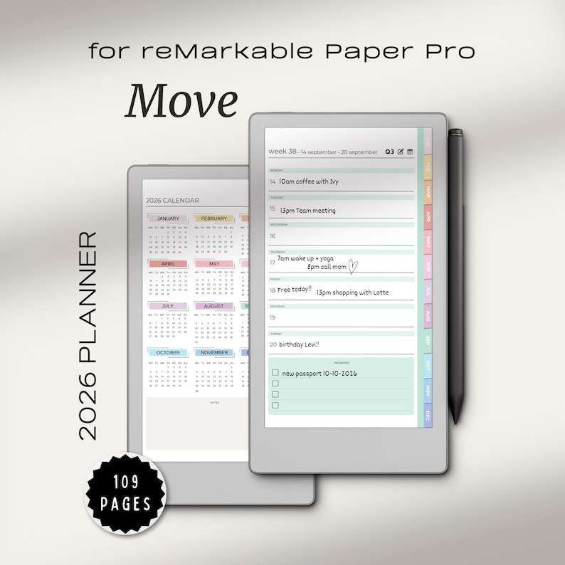 2026 Planner for Remarkable Paper Pro Move | Remarkable Planners ...