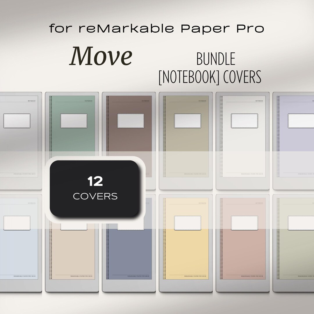 Notebook Covers for Remarkable Paper Pro Move | Notebook Cover Bundle ...