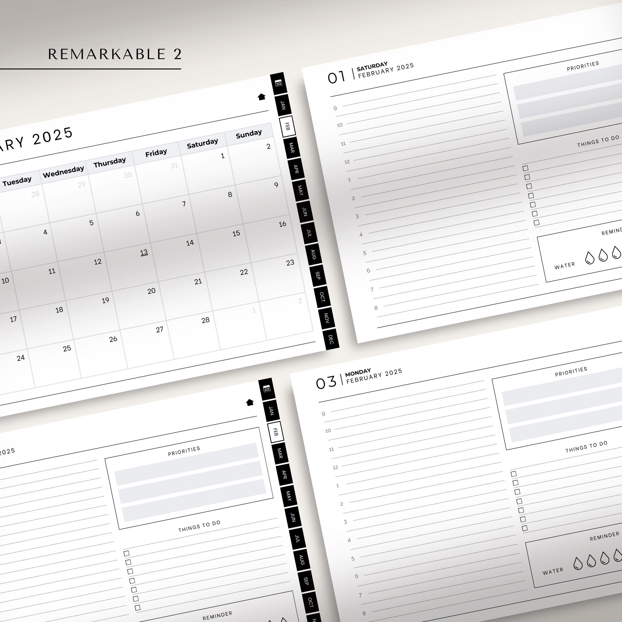 2025 Daily Planner for Remarkable 2 | Fully Hyperlinked Year Planner ...