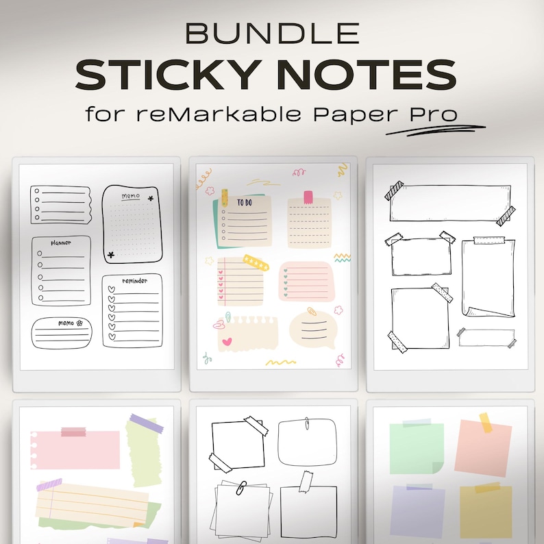 Sticky Notes Bundle for Remarkable Paper Pro | Remarkable Templates ...
