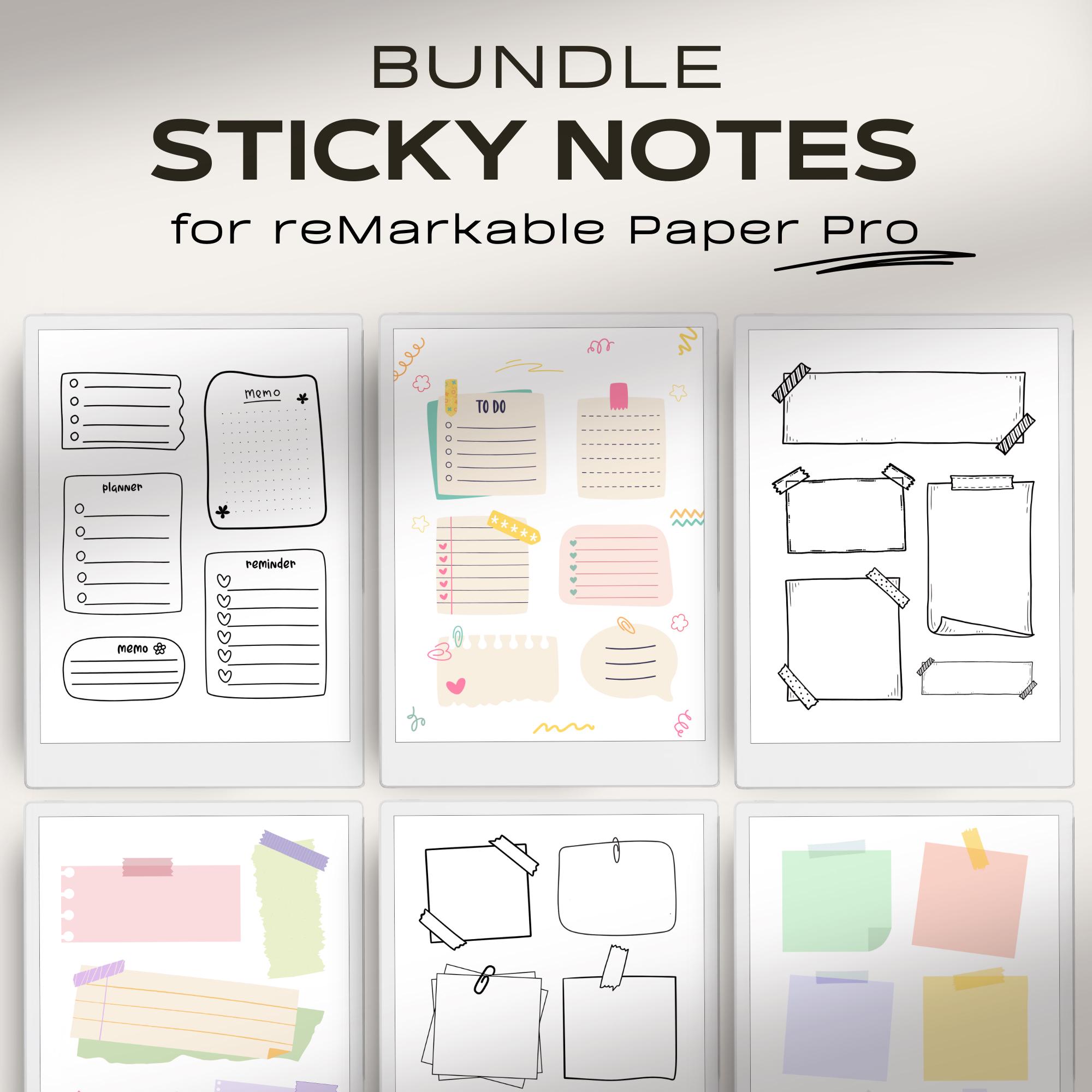 Sticky Notes Bundle for Remarkable Paper Pro | Remarkable Templates ...