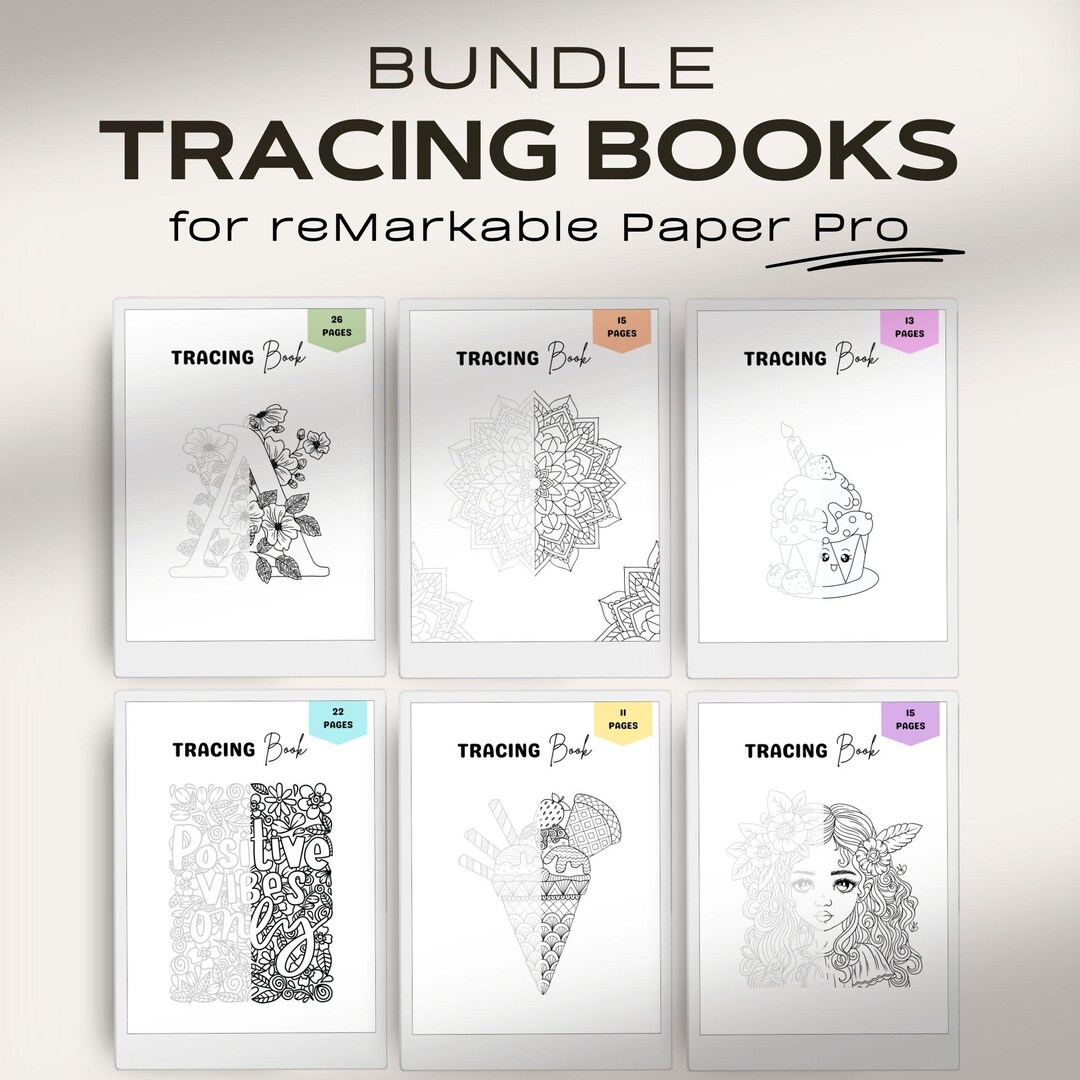 Tracing Book Bundle for Remarkable Paper Pro | Coloring Pages for ...