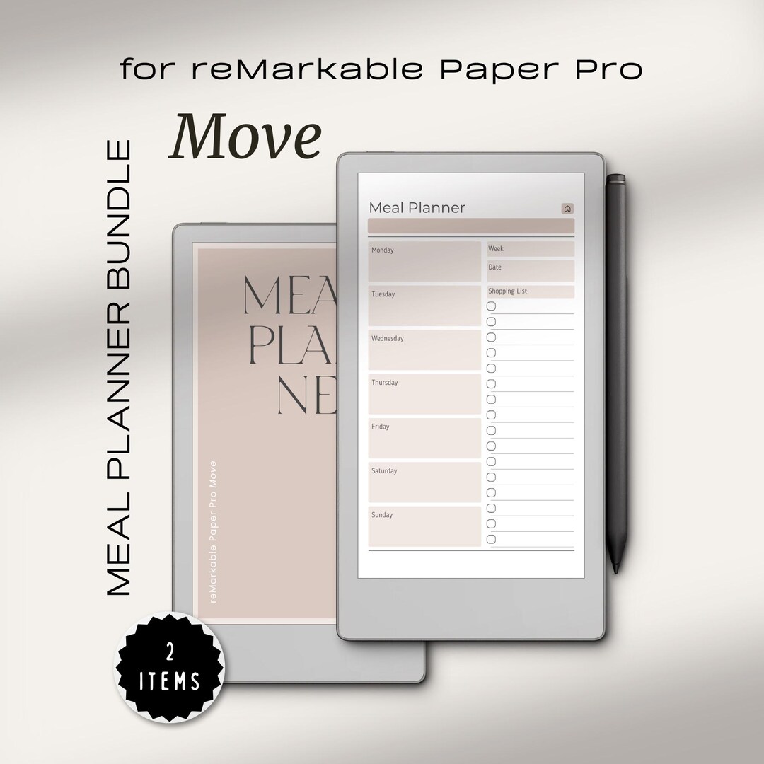 Meal Planner for Remarkable Paper Pro Move | Remarkable Undated Meal ...