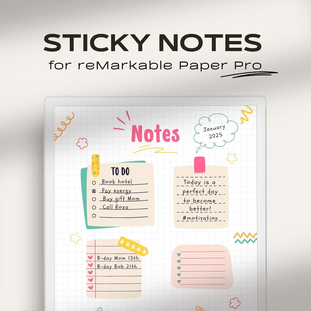 Sticky Notes for Remarkable Paper Pro | Digital Sticky Notes | Post It ...