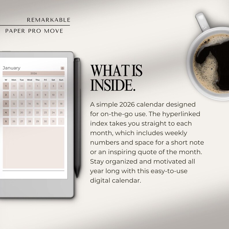 2026 Calendar for Remarkable Paper Pro Move | Remarkable Calendar ...