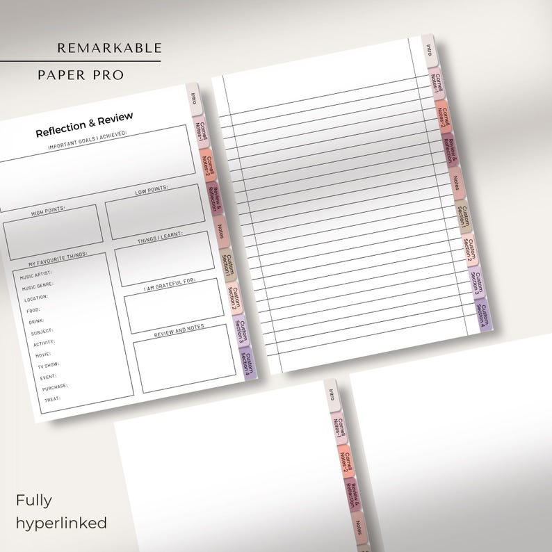 Cornell Notes for Remarkable Paper Pro | Hyperlinked PDF Notebook Color ...