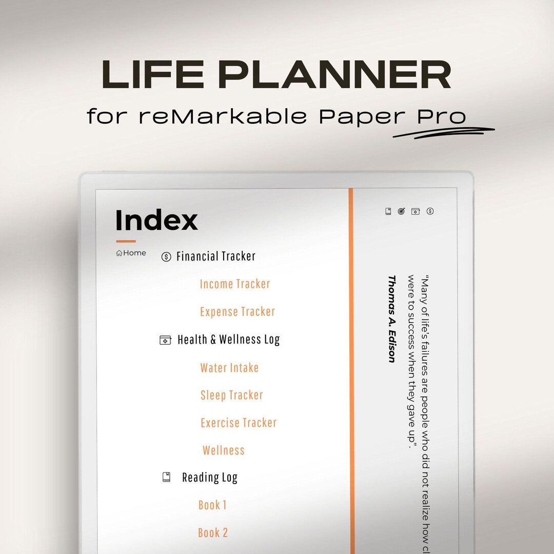Life Planner for Remarkable Paper Pro | Hyperlinked PDF | Monthly ...