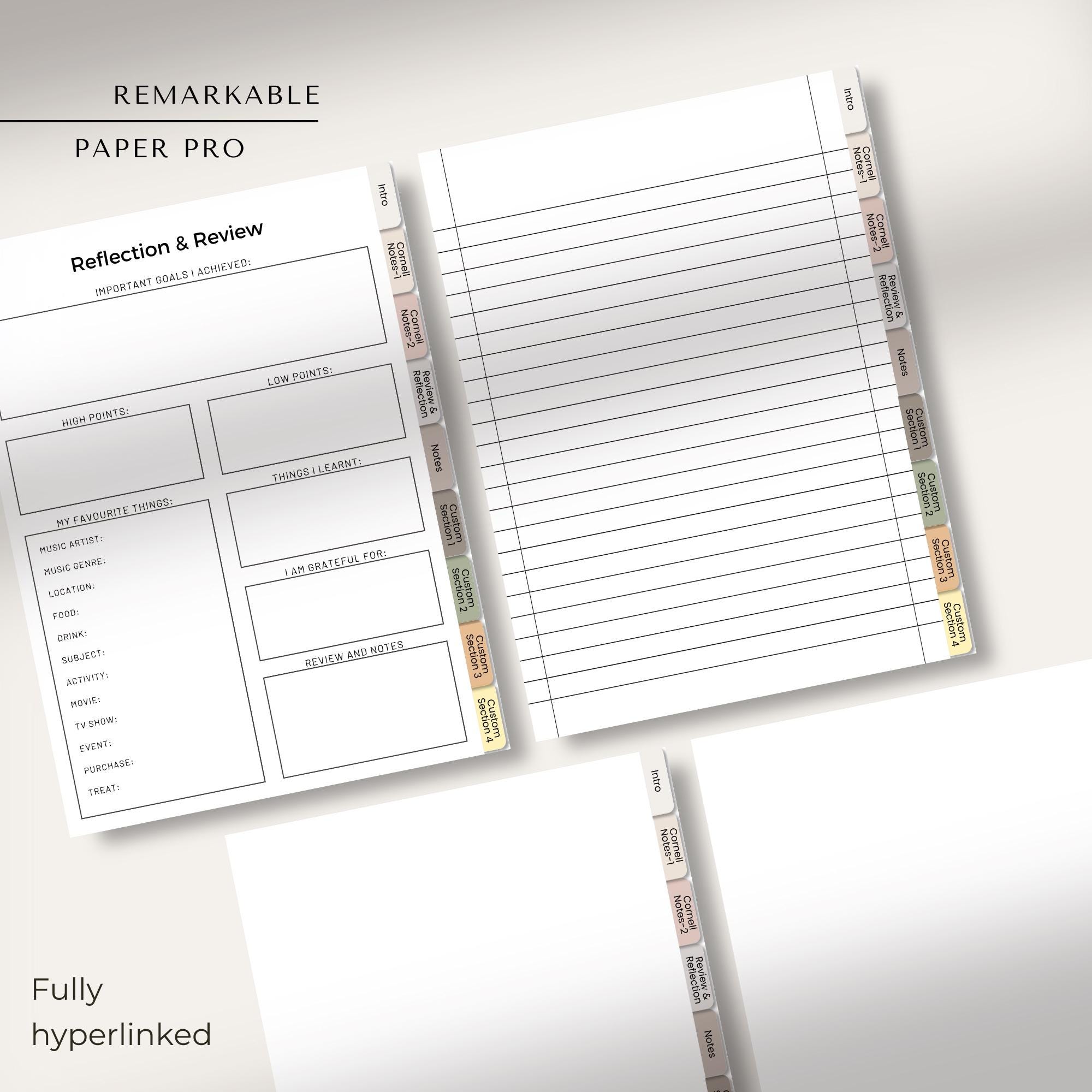 Cornell Notes for Remarkable Paper Pro | Hyperlinked PDF Notebook Color ...