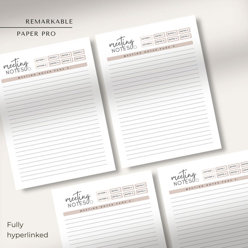Meeting Notes for Remarkable Paper Pro | Remarkable Template ...