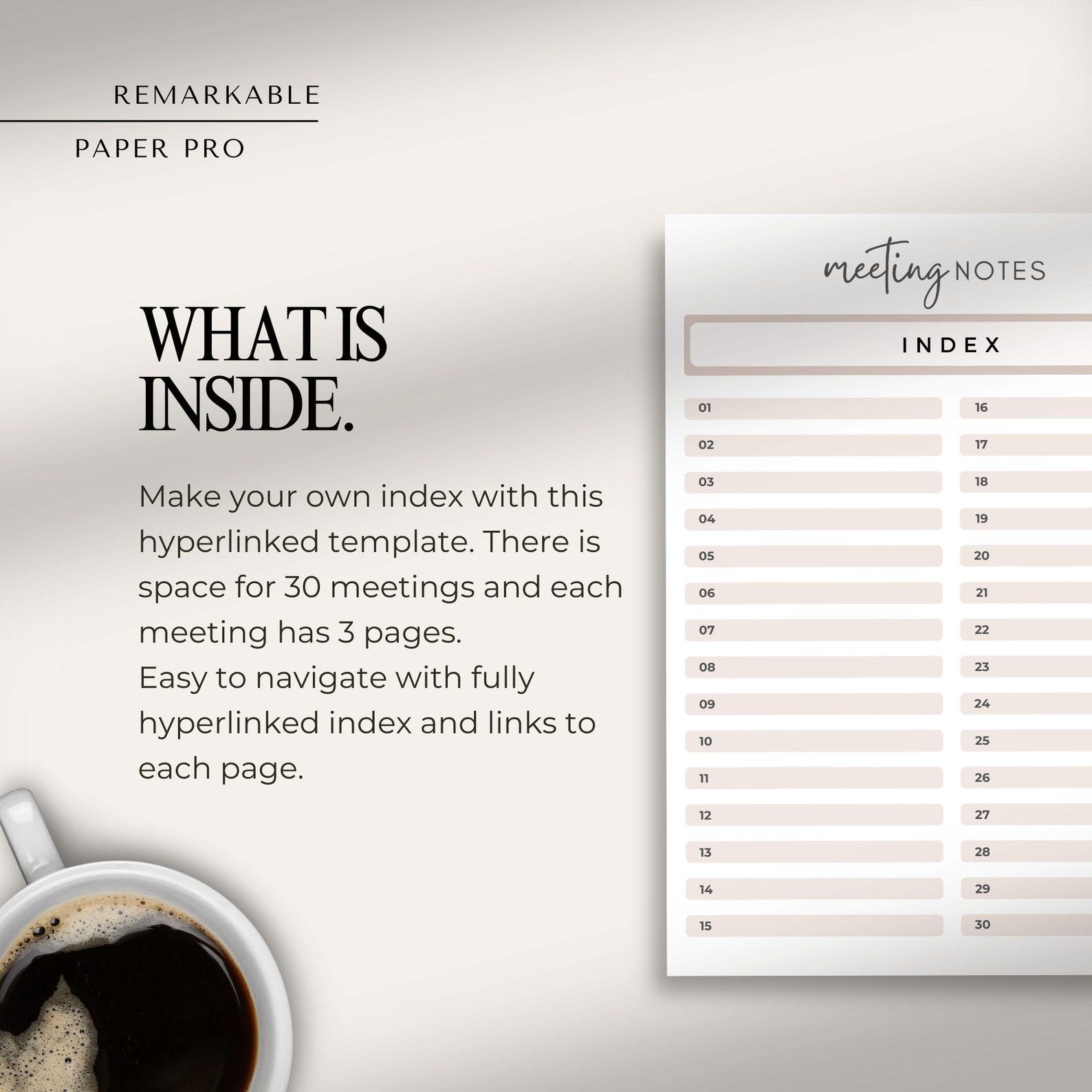 Meeting Notes for Remarkable Paper Pro | Make Your Own Index for 30 ...
