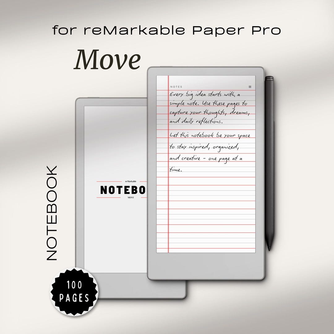 Minimalist Reusable Notebook for Remarkable Paper Pro Move | Remarkable ...