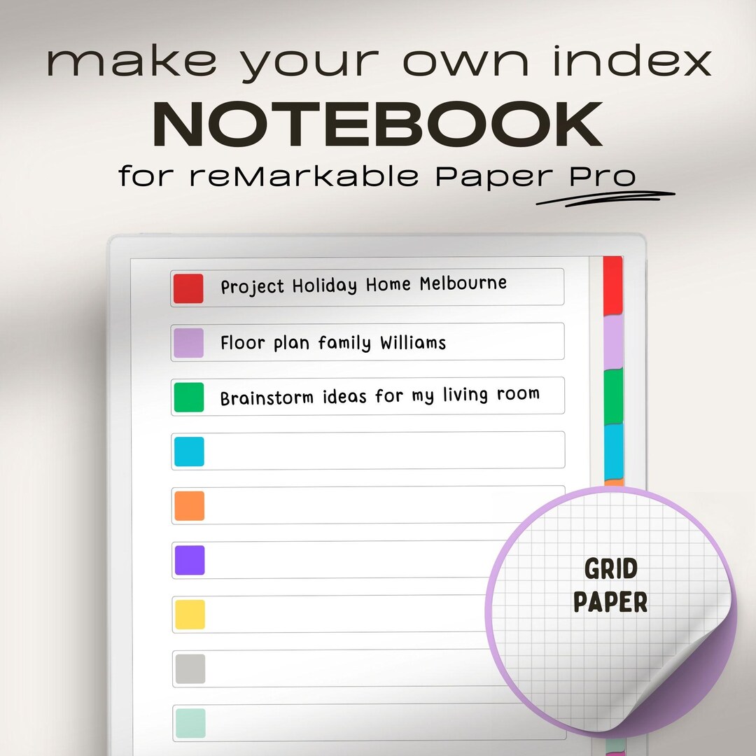 Notebook [grid] for Remarkable Paper Pro | Make Your Own Index ...