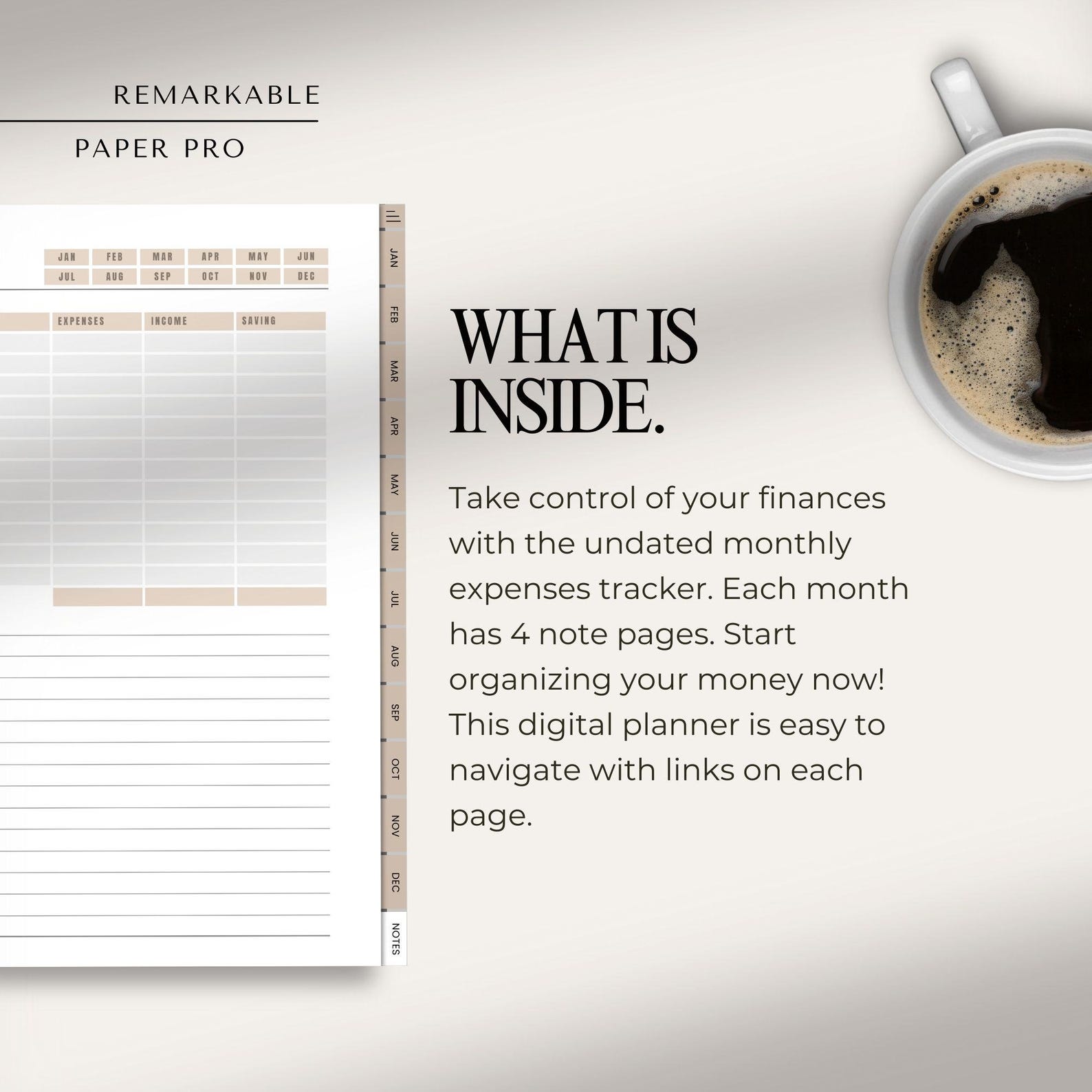 Expenses Tracker for Remarkable Paper Pro | Digital Monthly Budget ...