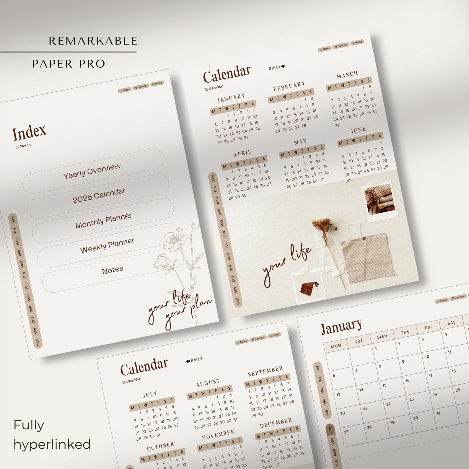 Digital Planner 2025 for Remarkable Paper Pro | Minimalist Yearly ...