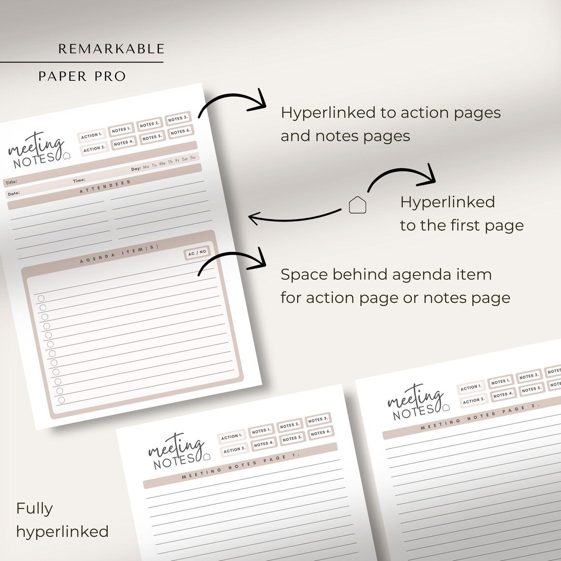 Meeting Notes for Remarkable Paper Pro | Remarkable Template ...