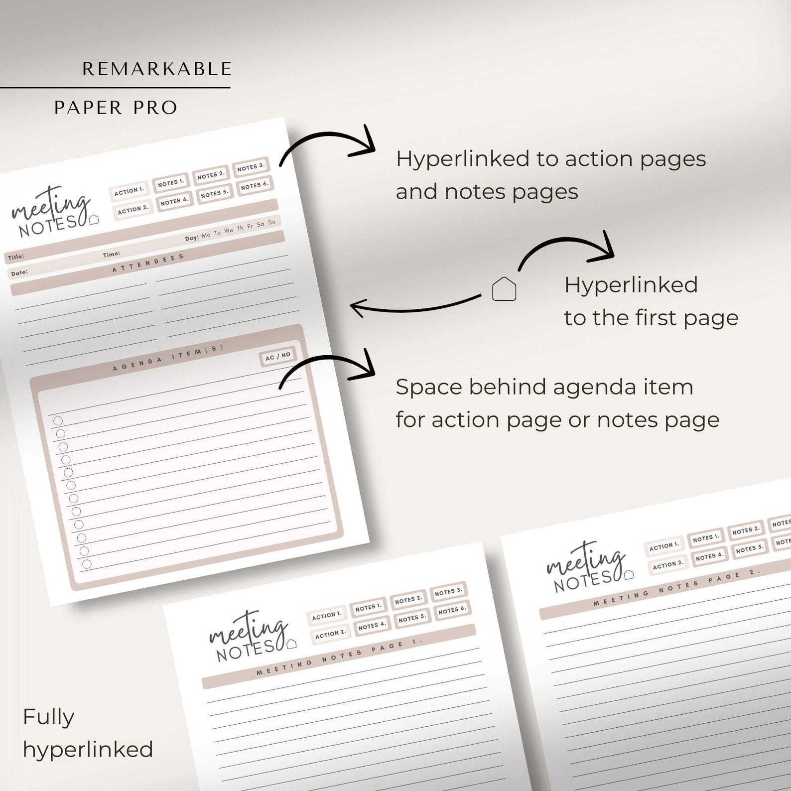 Meeting Notes for Remarkable Paper Pro | Remarkable Template ...
