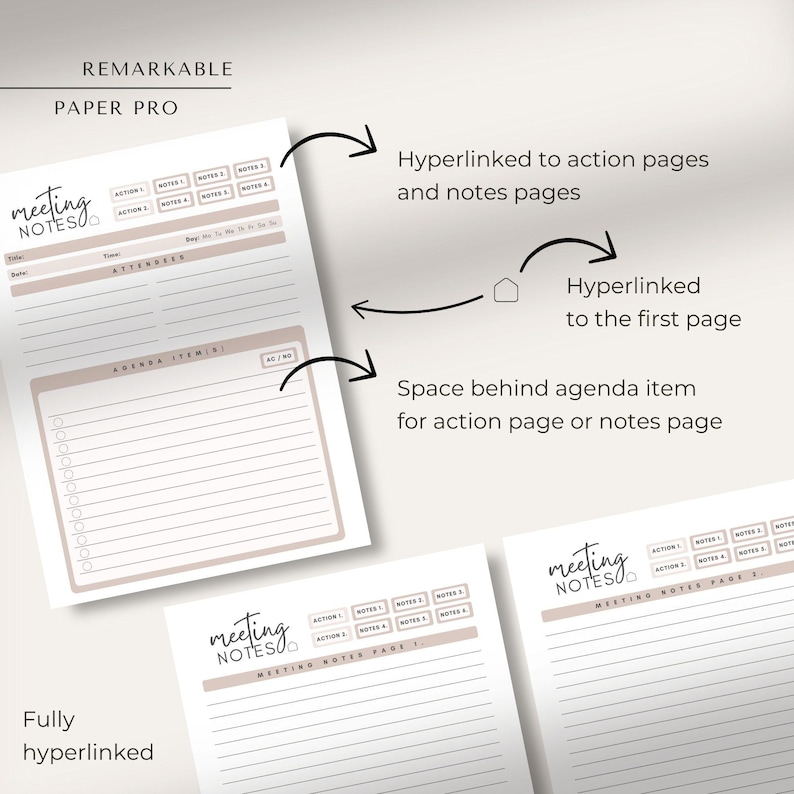 Meeting Notes for Remarkable Paper Pro | Remarkable Template ...