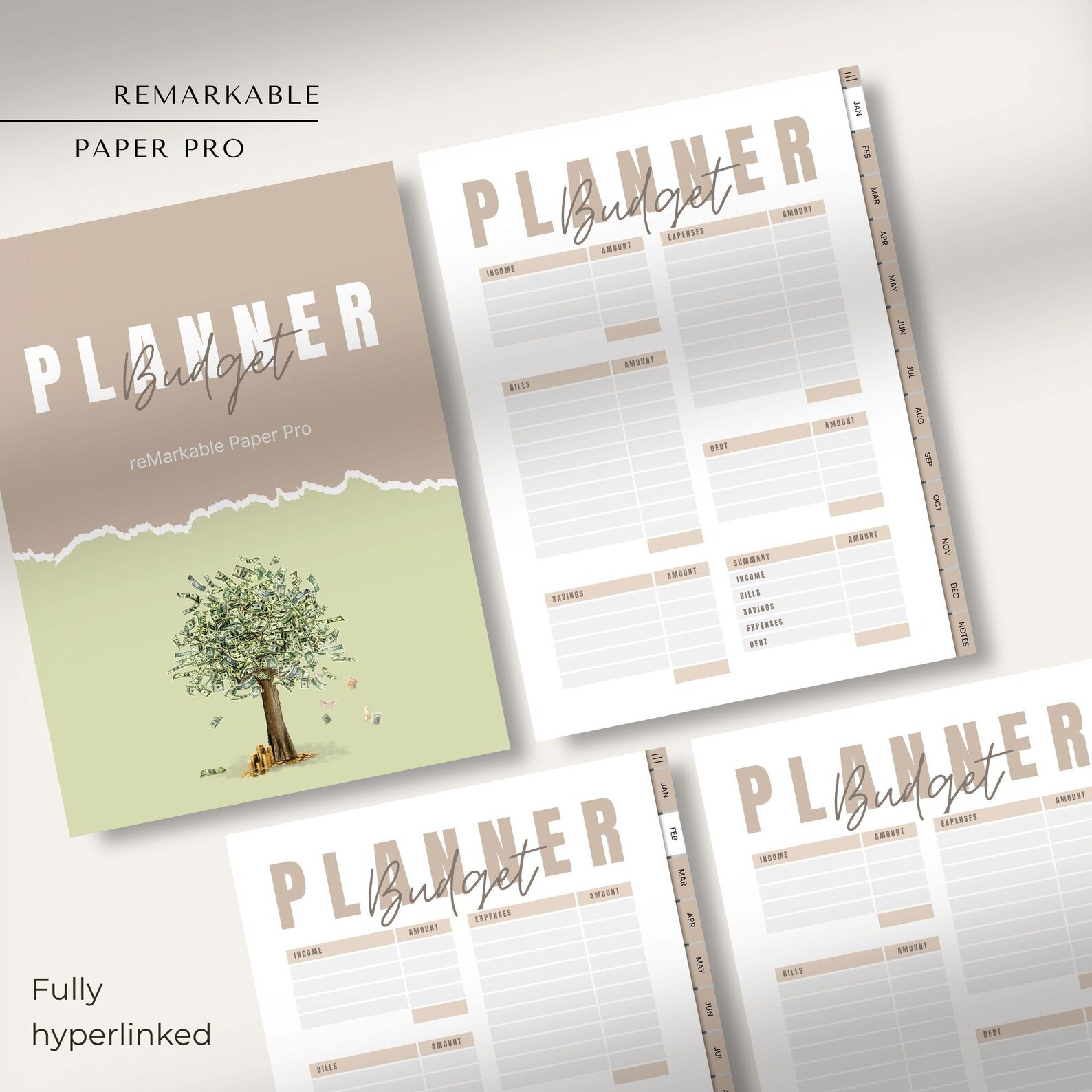 Budget Planner for Remarkable Paper Pro | Digital Monthly Budget ...