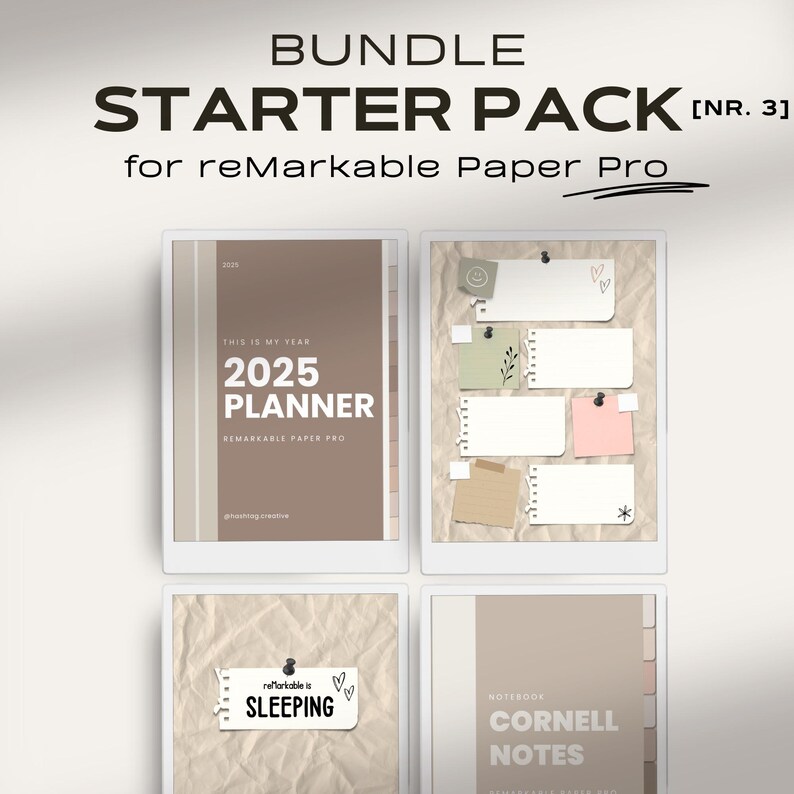 Remarkable Paper Pro Template Starter Pack [3] | Remarkable Bundle ...