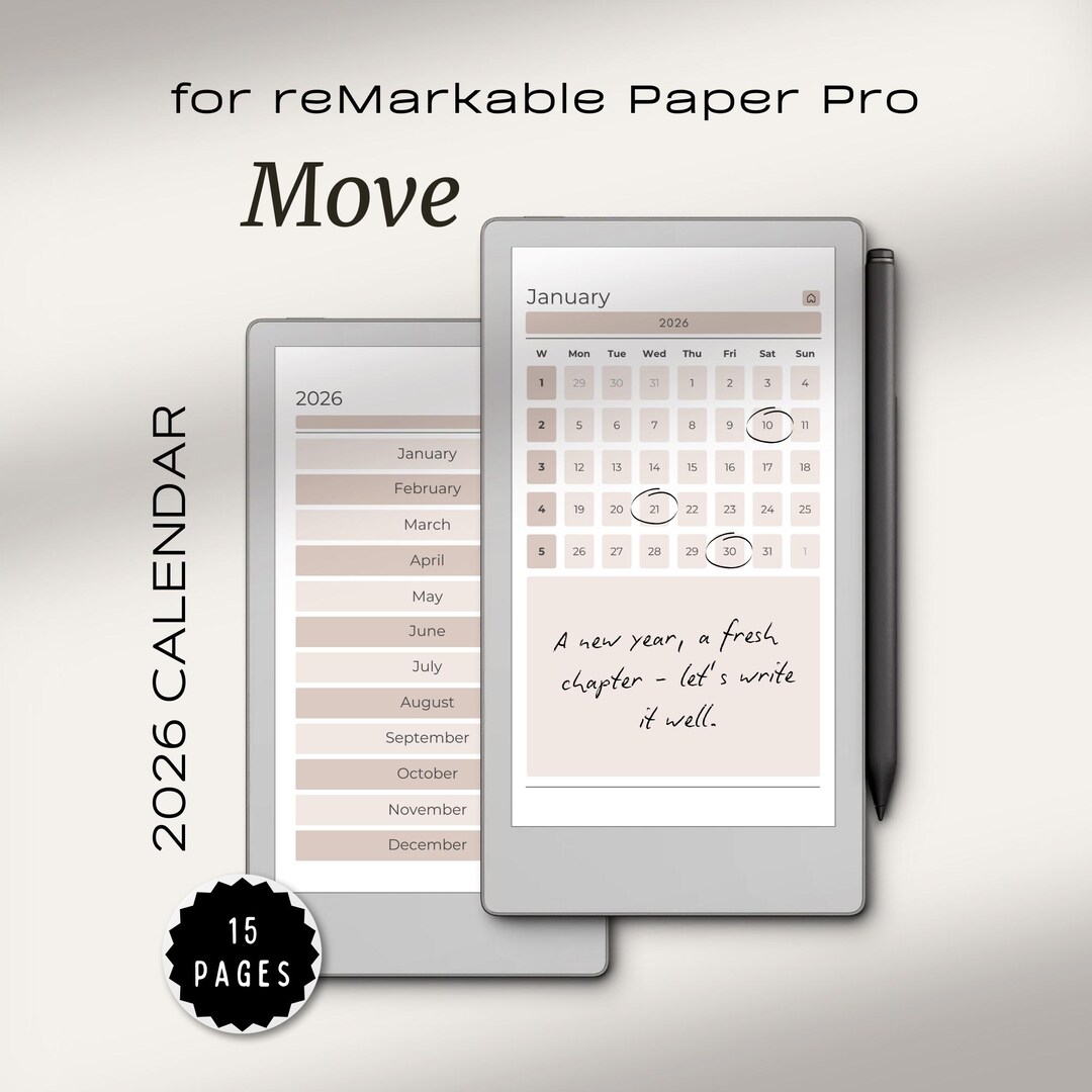 2026 Calendar for Remarkable Paper Pro Move | Remarkable Calendar ...